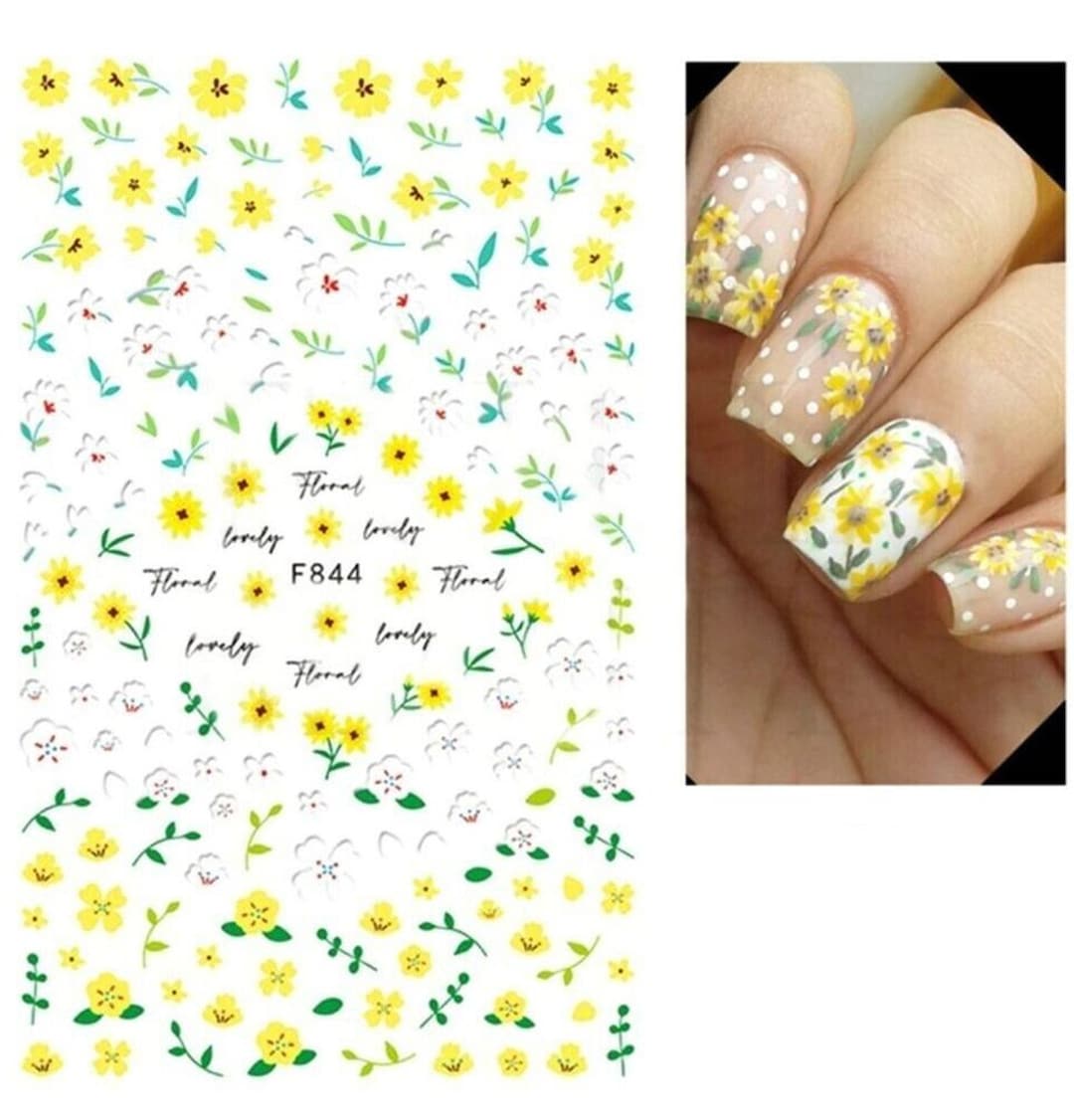 Nail Art Stickers Transfers Decals Daisy Daisies Flowers Floral Fern - Etsy