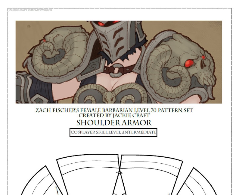Barbarian Shoulder Armor Cosplay Pattern Level 70 Style Foam or Worbla ...