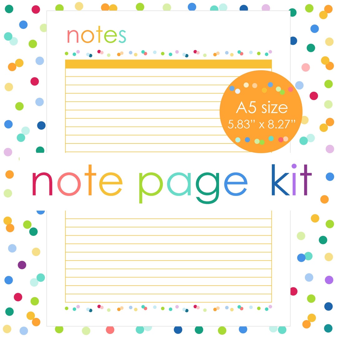 NOTE PAGES Planner Printable Digital iPad Goodnotes Notebook Lined ...