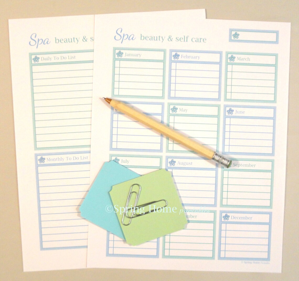 SPA PLANNER Printable Pages Self Care Spa Routine Salon Beauty ...