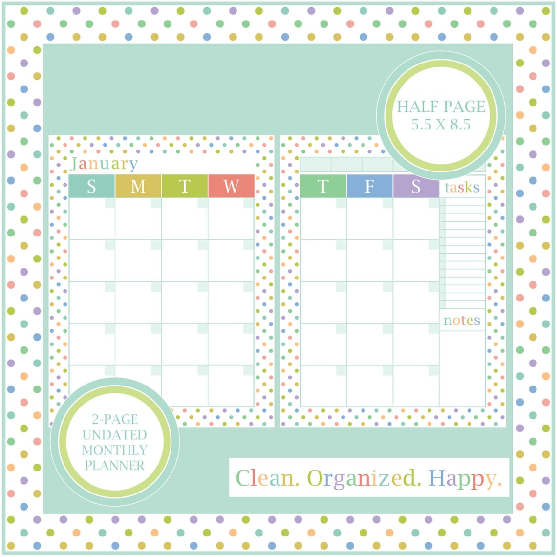PLANNER Printable Calendar Schedule Pages Refill Inserts Weekly Monthly ...