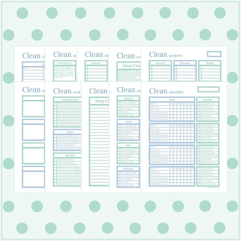 CLEANING PLANNER Printable Pages Housekeeping Schedule Chore Chart ...
