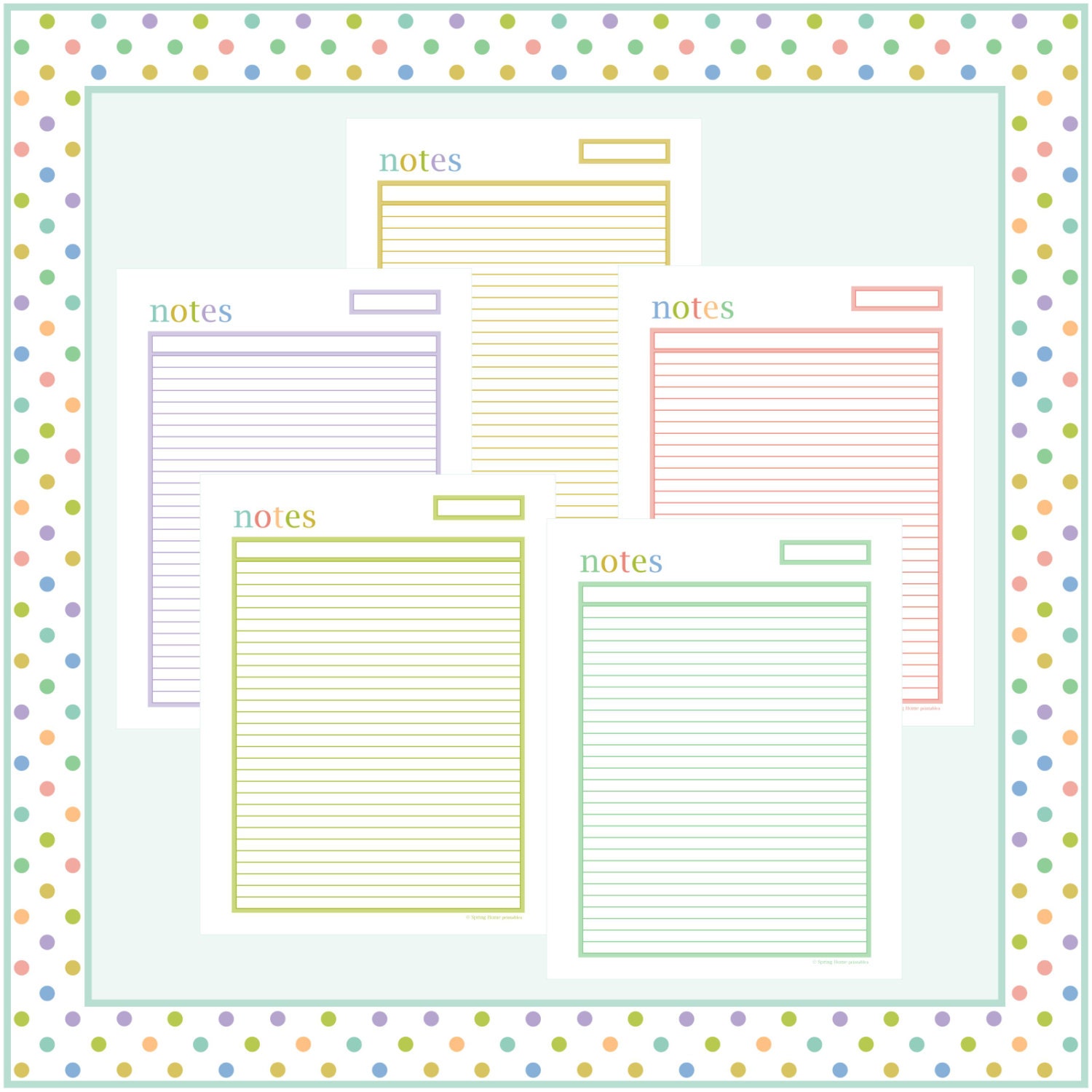NOTE PAGES Planner Printable Pages Lined Journal Notebook Sheets Happy ...