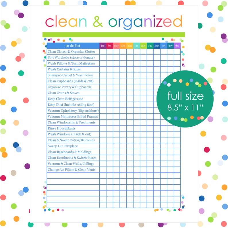 CLEANING PLANNER Printable Digital iPad Weekly Housekeeping Schedule ...
