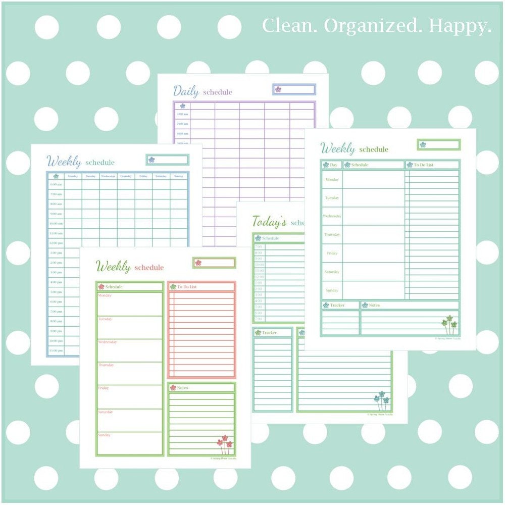 SCHEDULE PLANNER Calendar Printable Calendar Pages Inserts Daily ...