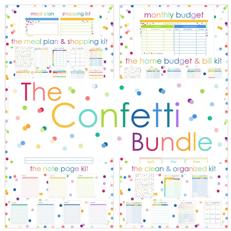 PLANNER BUNDLE Printable Digital Meal Budget Bill Cleaning - Etsy Australia