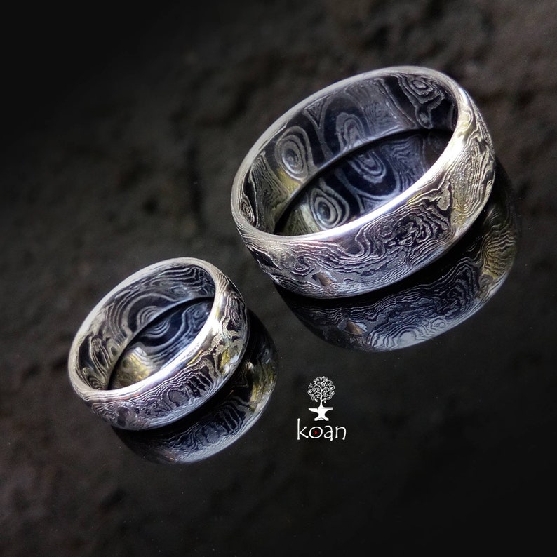 Any Size Custom Stainless Steel Damascus Wedding Rings - Etsy