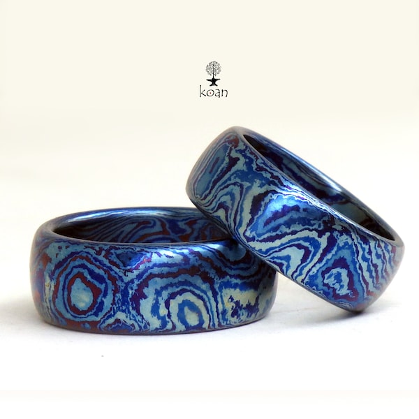 Titanium Damascus Ring - Etsy