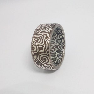 Silver+shakudo Mokume Gane Ring - Etsy