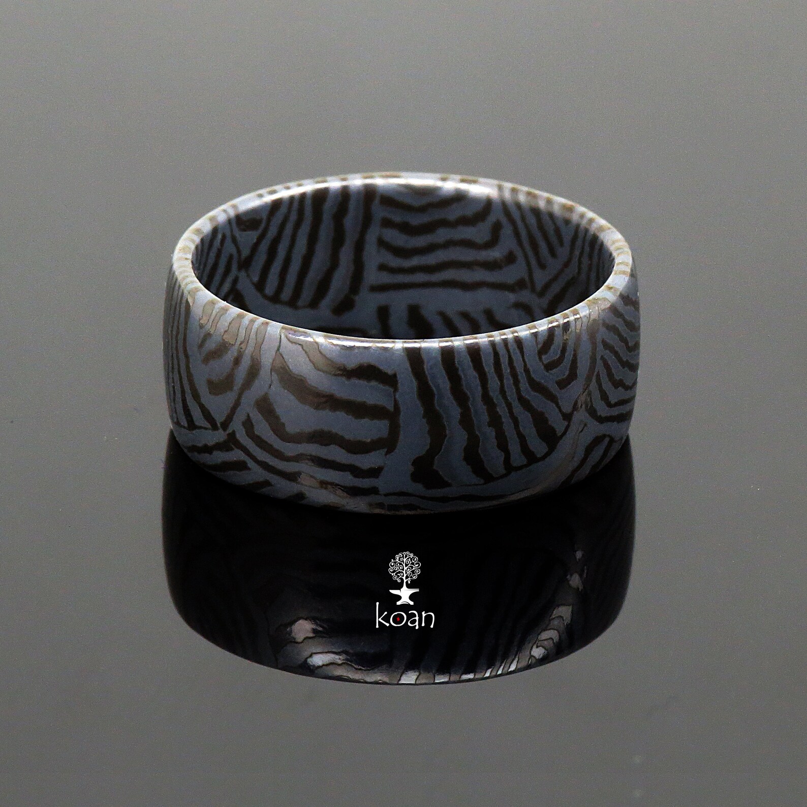 Unique Titanium Mosaic Damascus Mokume Gane Ring | Etsy