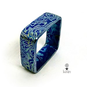 Square Titanium Mokume Gane Timascus Ring - Etsy
