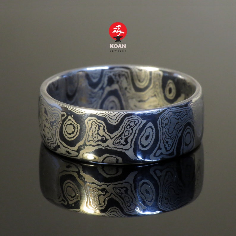 Any Size Custom Stainless Steel Damascus Wedding Rings - Etsy