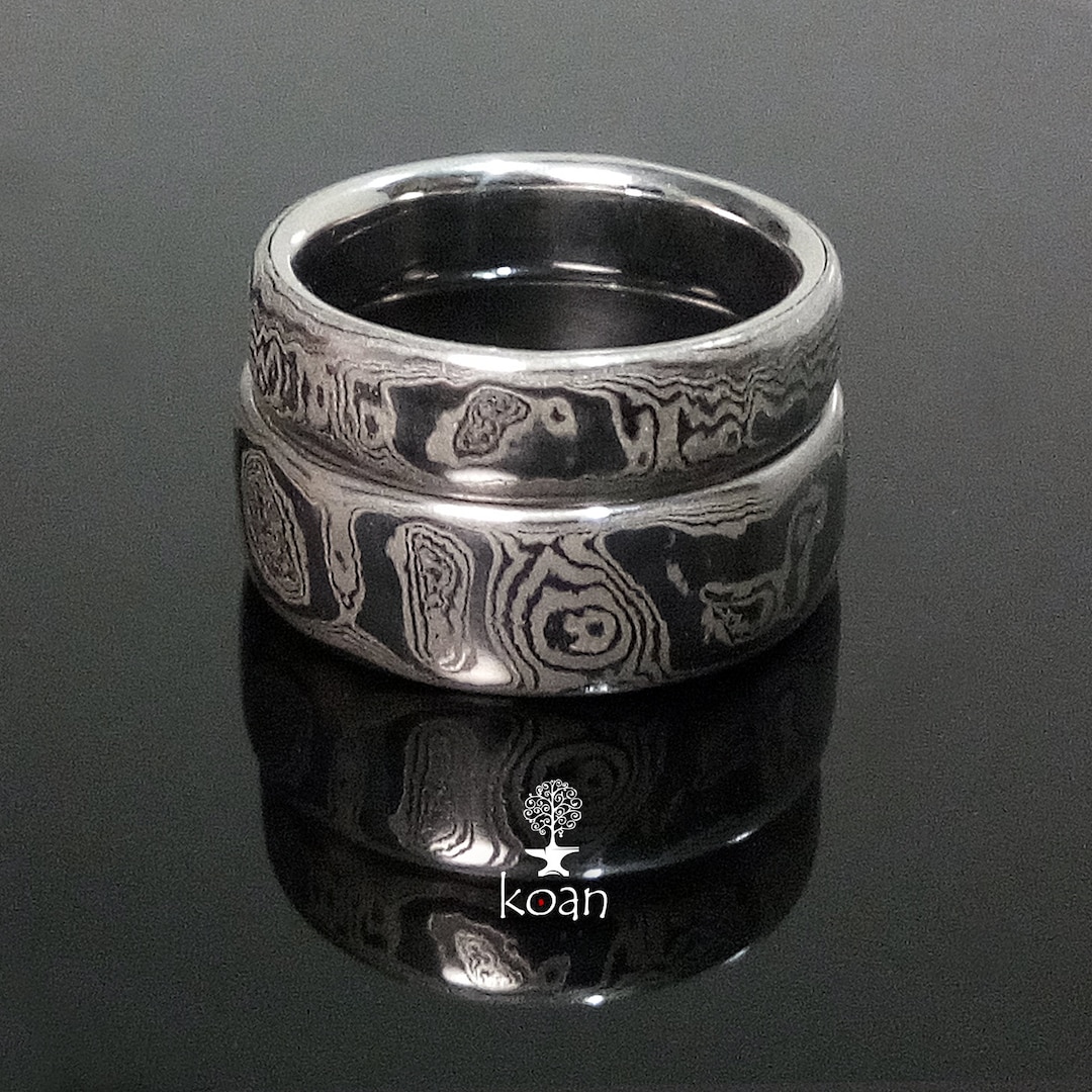 Any Size Custom Stainless Steel Damascus Wedding Rings - Etsy