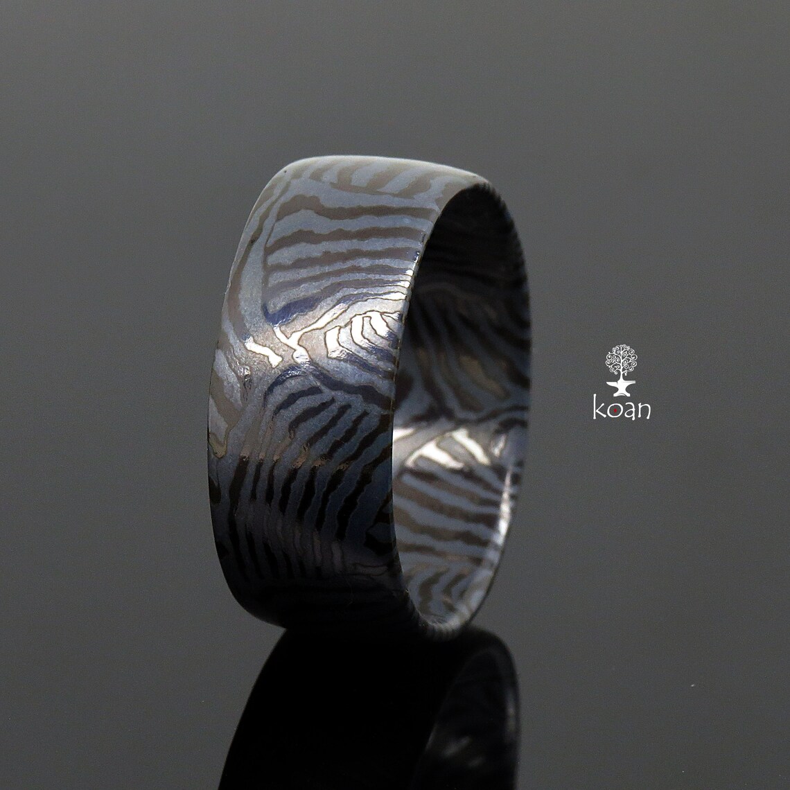 Unique Titanium Mosaic Damascus Mokume Gane Ring | Etsy