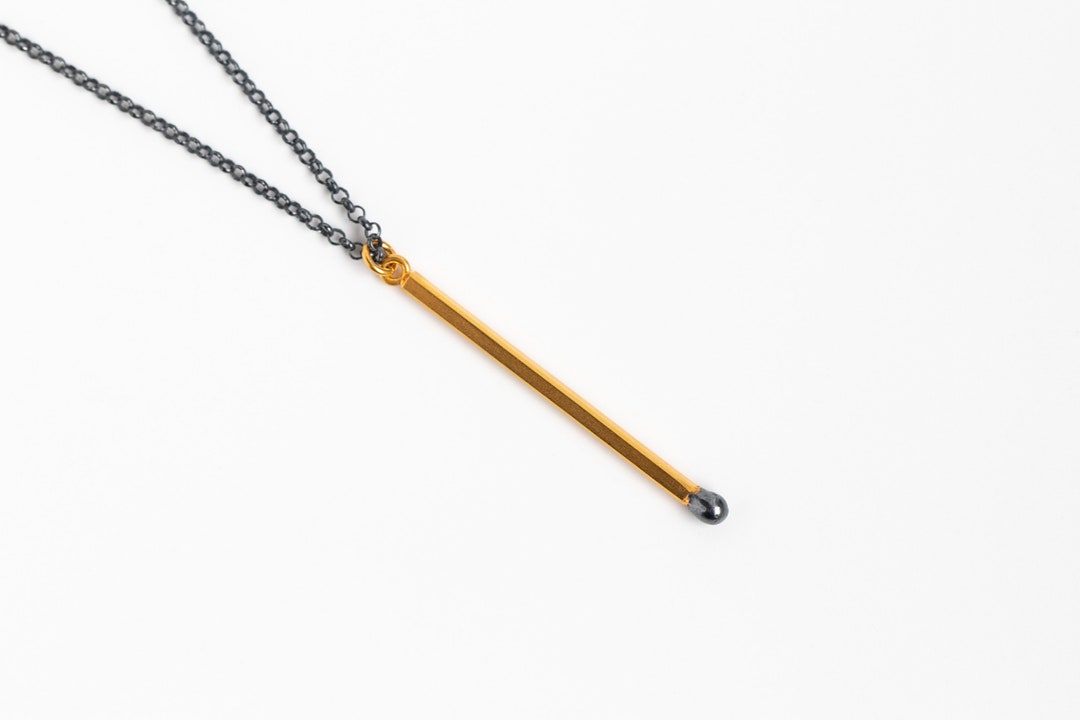 Small PERFECT MATCH Golden Unlit Matchstick Pendant in Chain. Ready to ...