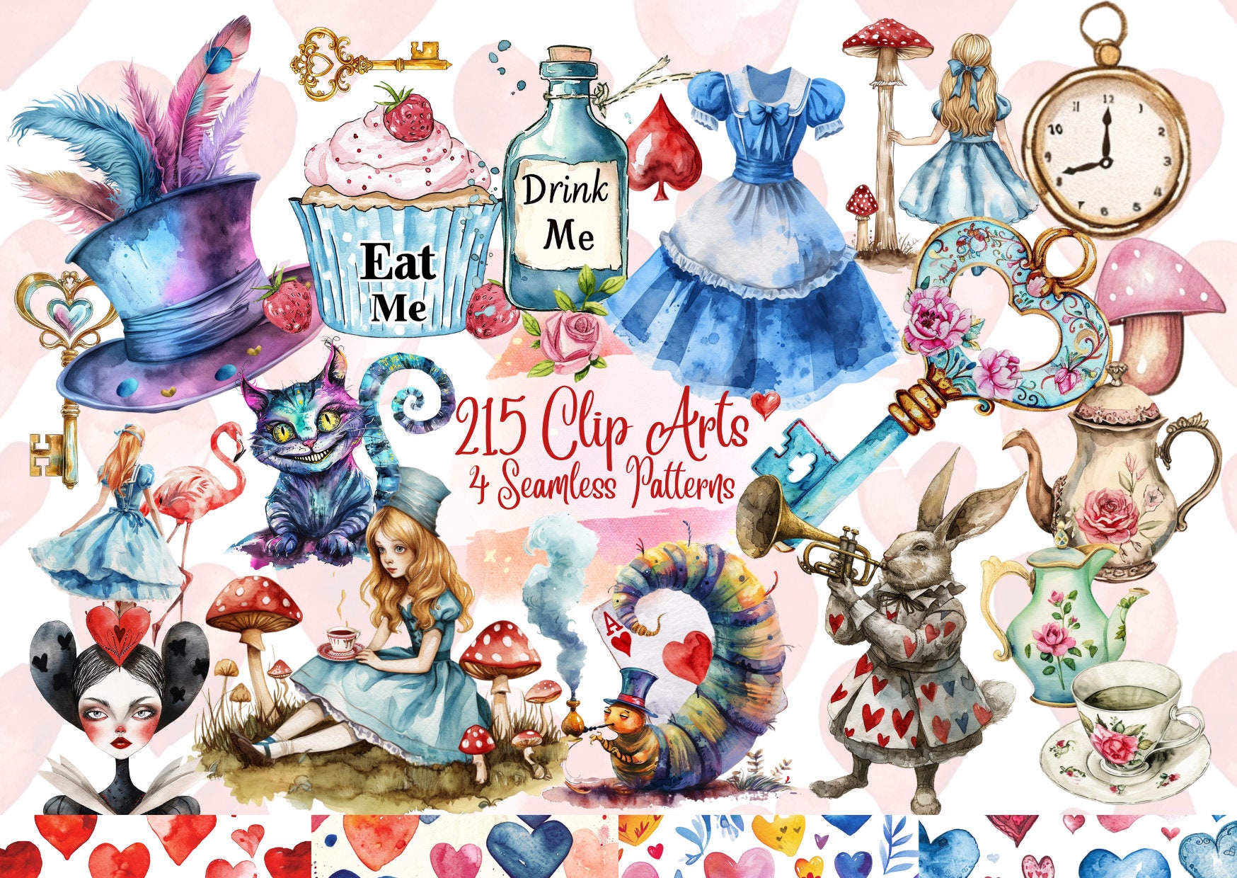 Creative Alice Clipart Bundle 215 Wonderland Graphics for Fairy Tale Designs and Crafts Fantasy ...