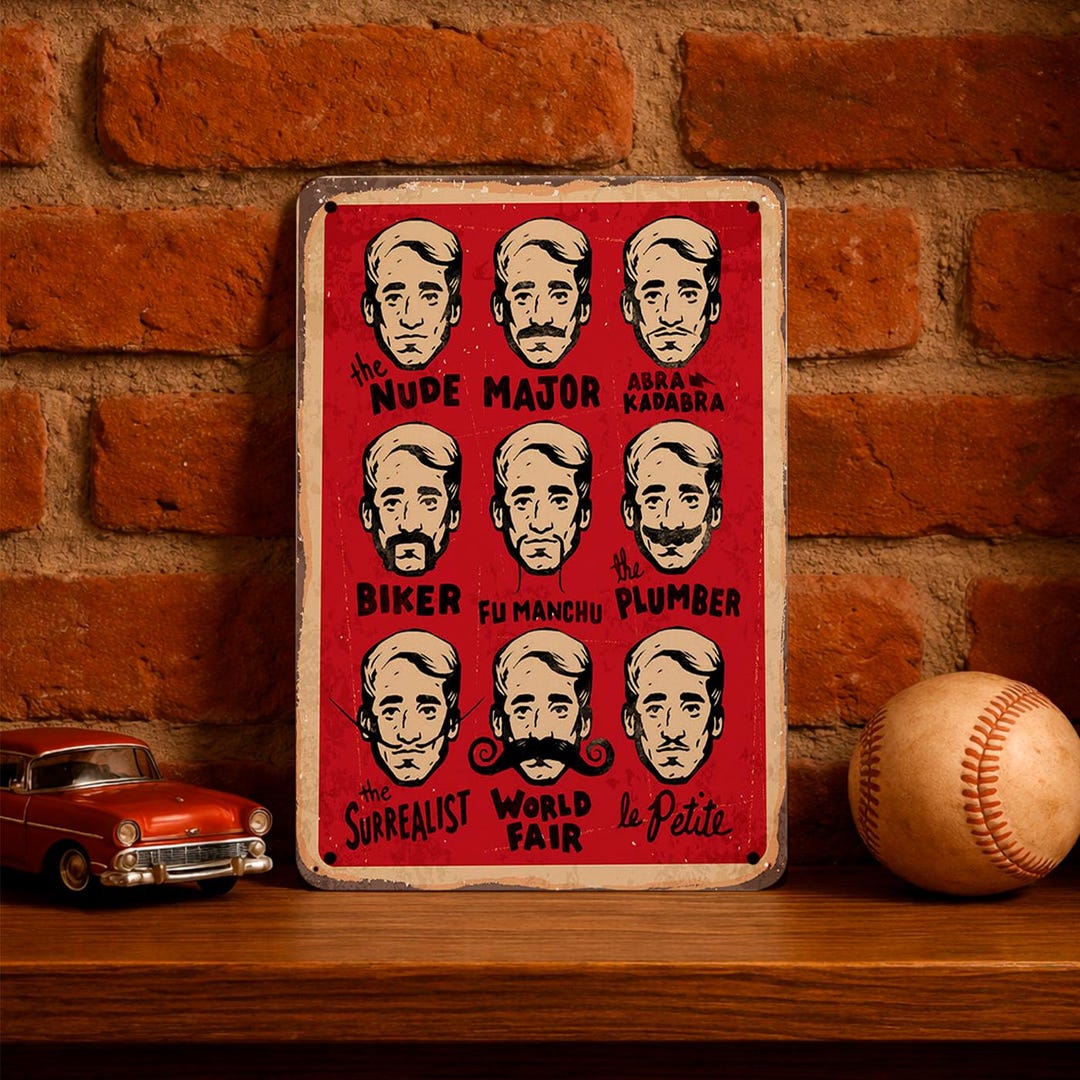Funny Barber Mustache Chart Sign, Vintage Barber Shop Decor Poster ...