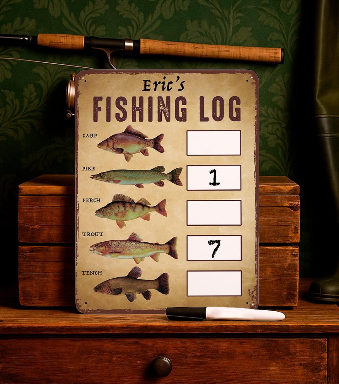 Letrero metálico para registro de pesca de 20 x 30 cm – Tablero ...