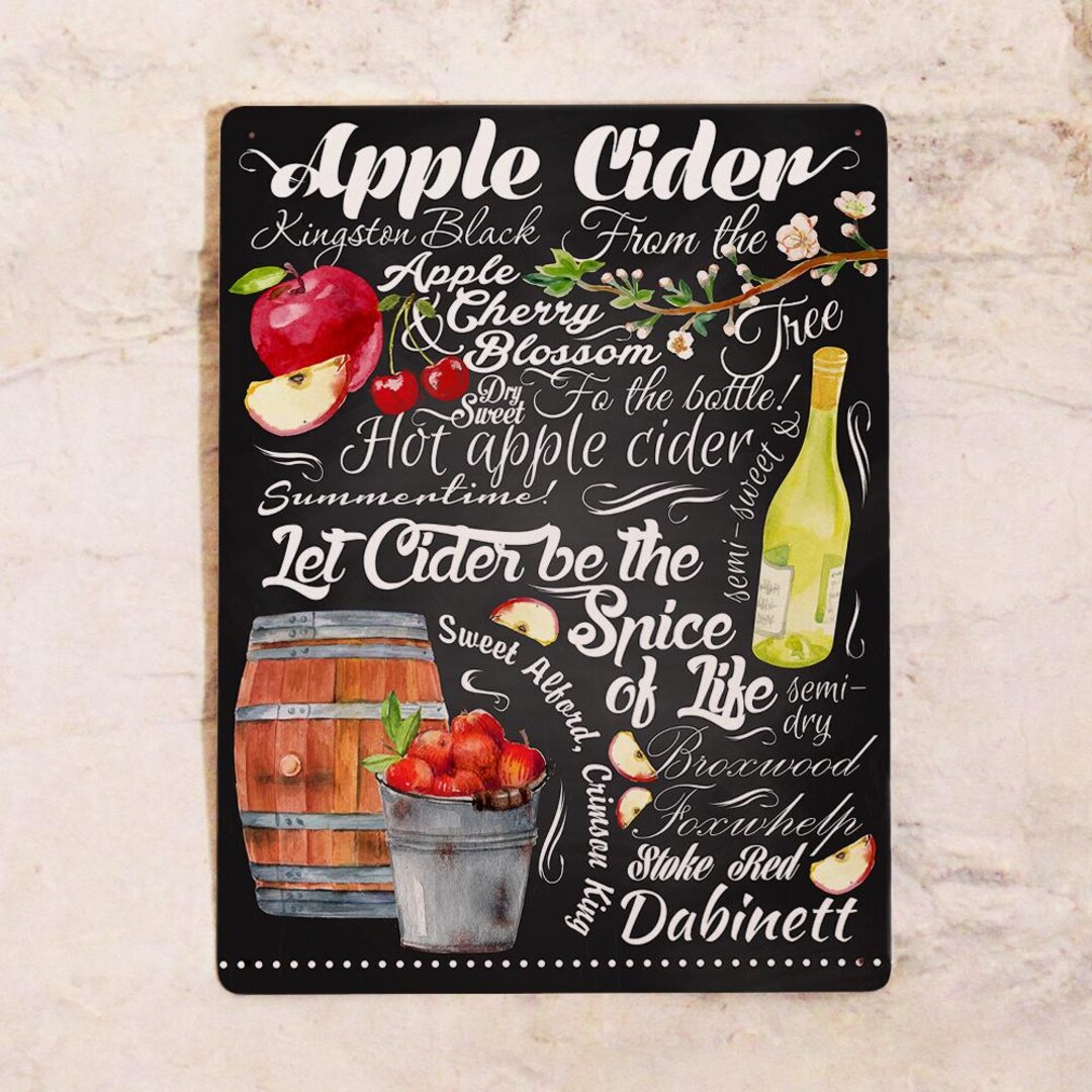 Tin Sign "apple Cider" for Bars, Restaurants, and Kitchen Decor – Metal ...