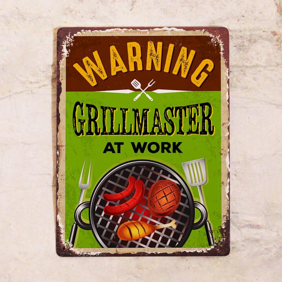 Metal Sign Warning! Grill Master at Work, Funny Outdoor Decoration ...