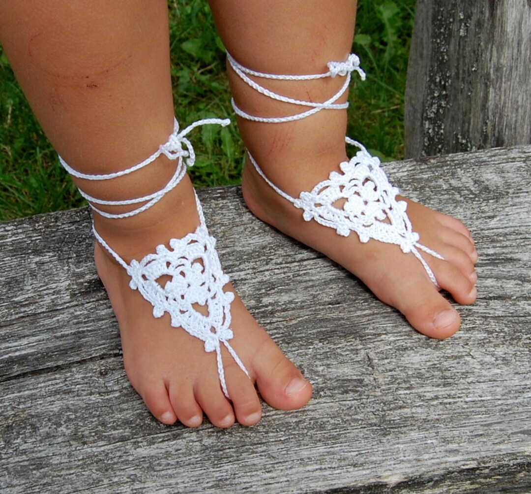 Crochet Baby Flower Girls Barefoot Sandals Infant Anklet - Etsy