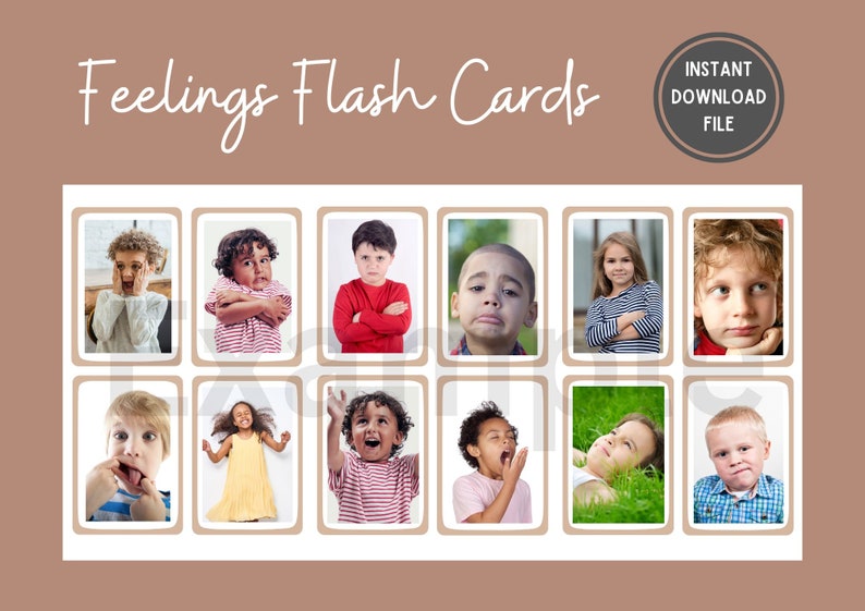 Homeschool Printable Montessori Printable Flashcard Emotions - Etsy