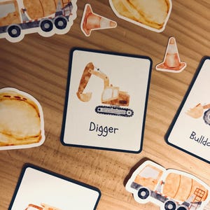 Printable Vehicle Flashcards for Kids Watercolor Trucks Diggers Rescue ...