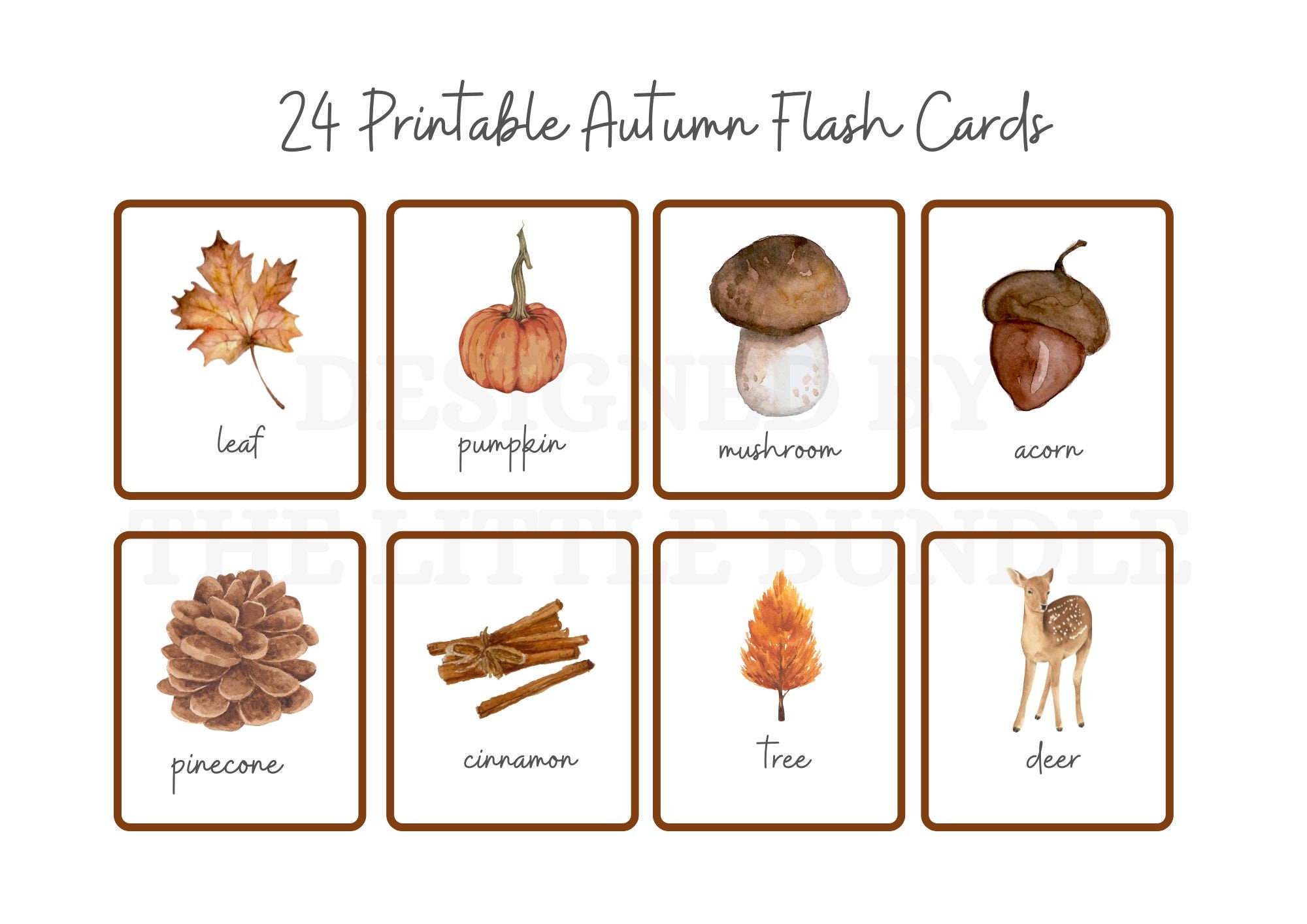 Autumn Flashcards Fall Flashcards Printable Flashcards - Etsy