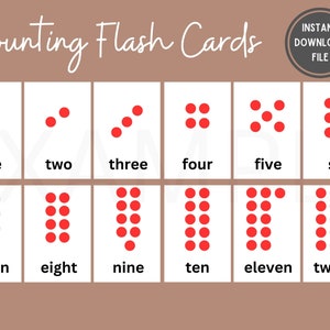 Counting Flashcards, Montessori Three Part Cards Montessori Materials ...