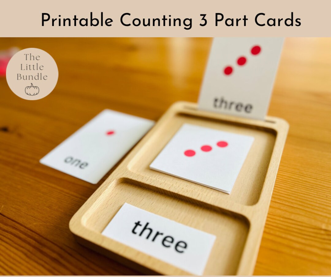 Counting Flashcards, Montessori Three Part Cards Montessori Materials ...