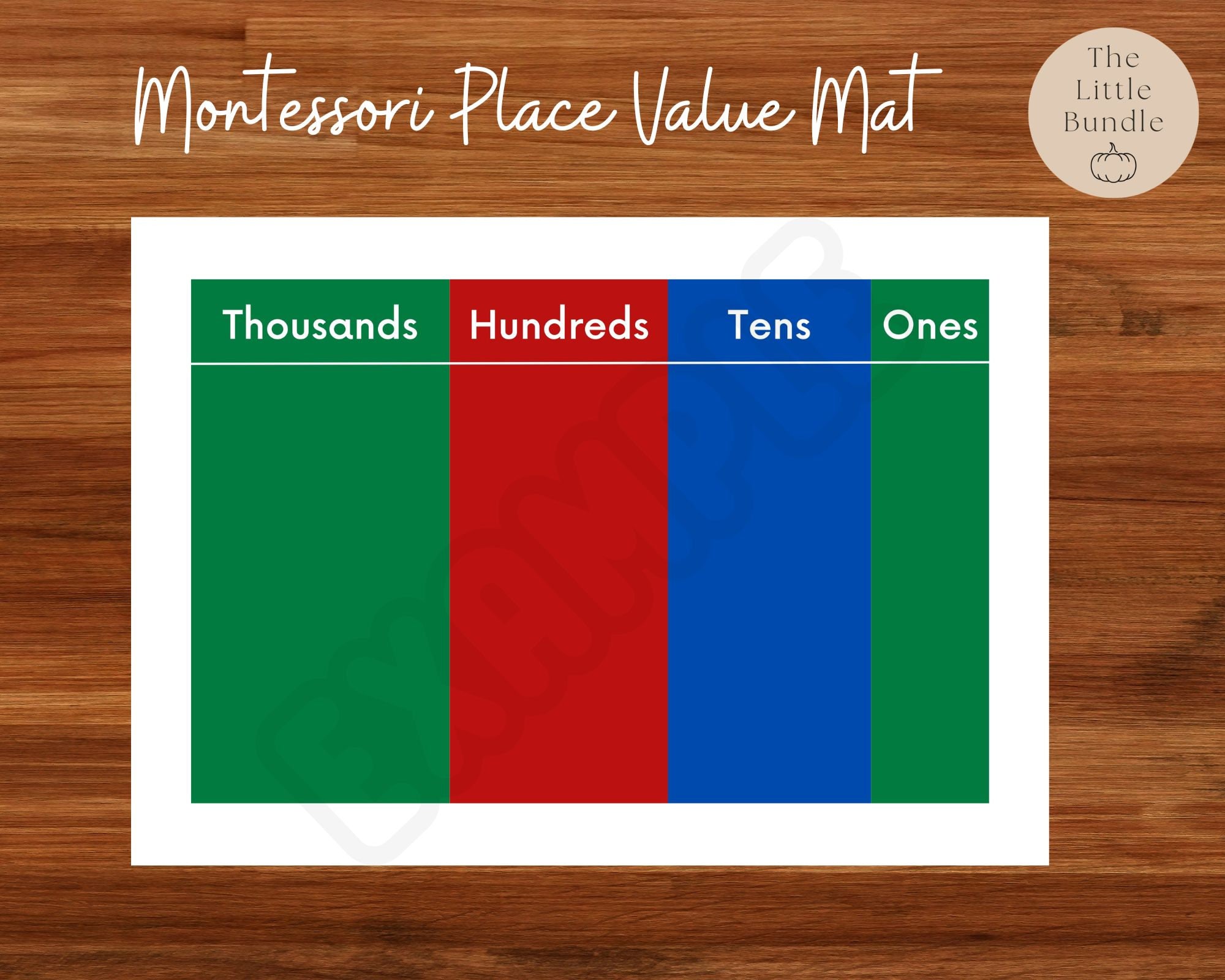 Printable Montessori Place Value Mat, Montessori Mat Montessori Golden ...