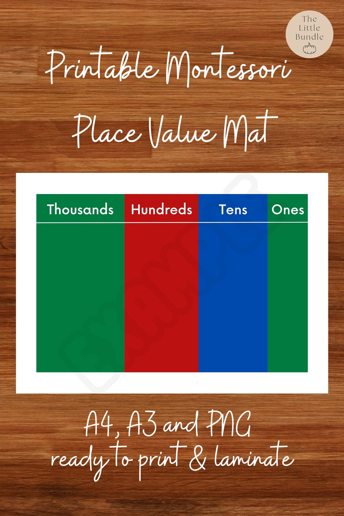 Printable Montessori Place Value Mat, Montessori Mat Montessori Golden ...