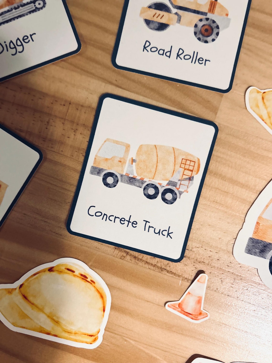 Printable Vehicle Flashcards for Kids Watercolor Trucks Diggers Rescue ...