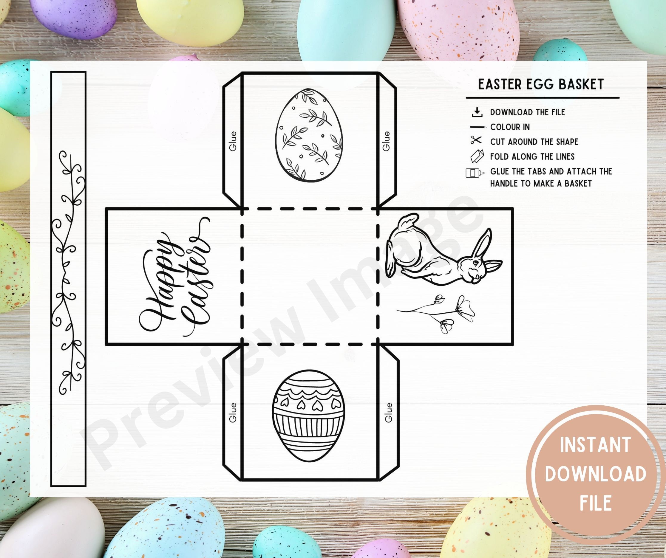 Easter Basket Printable Template for Kids Easter Basket Craft Printable ...