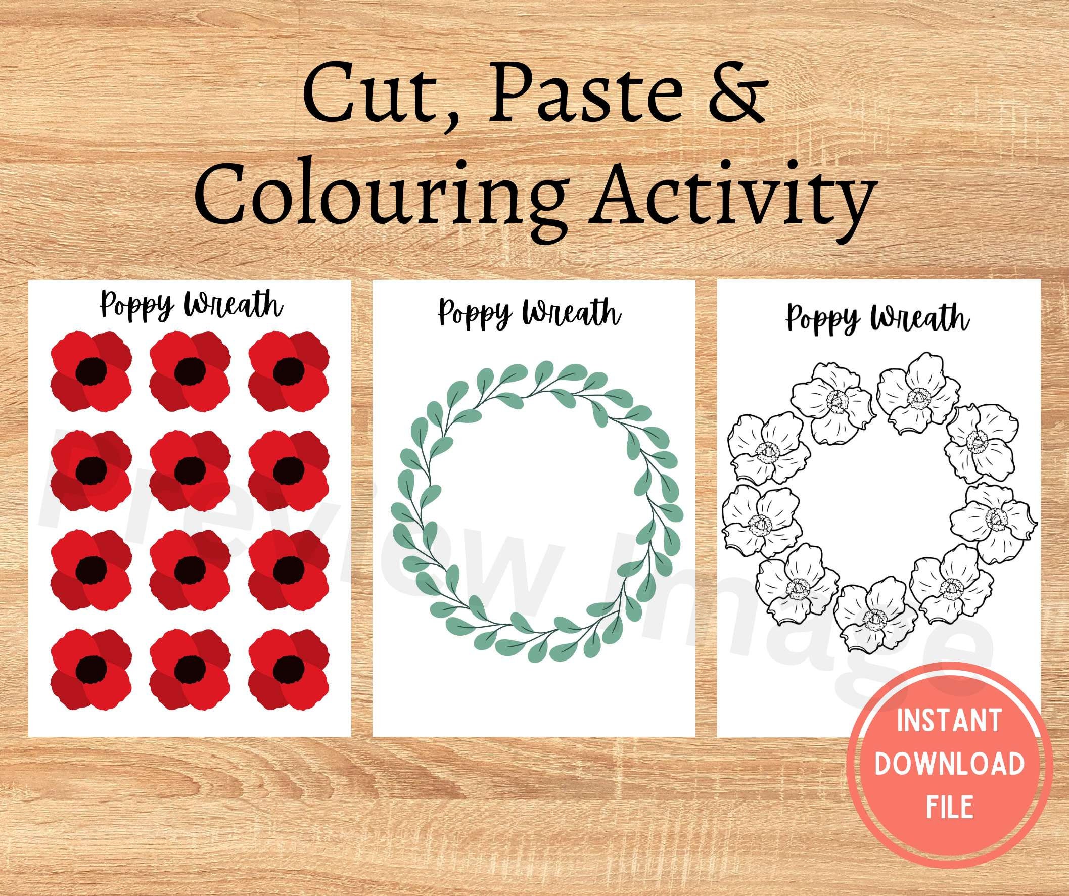 Poppy Wreath Printable Template for Kids Coloring Activity - Etsy Australia