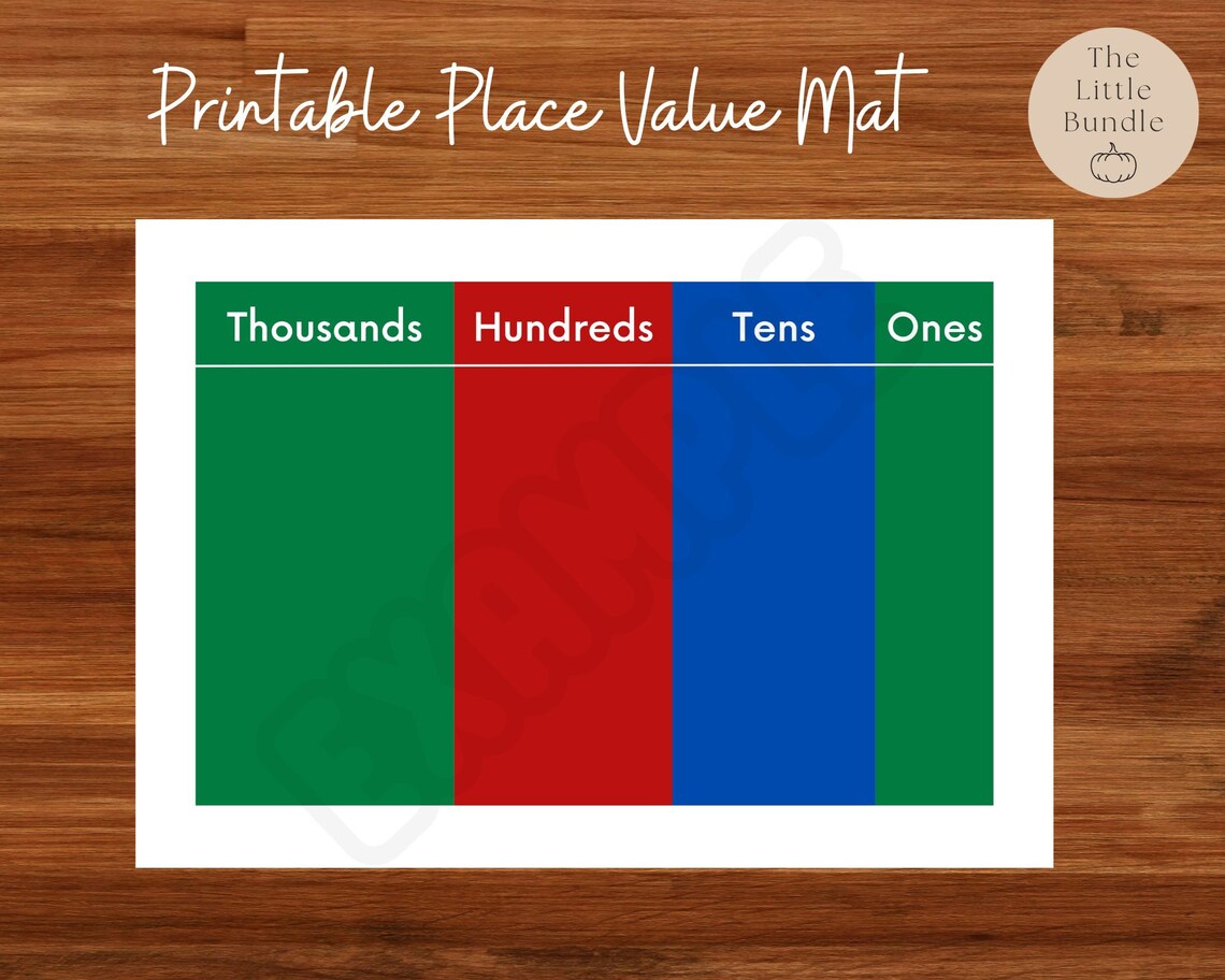 Printable Montessori Place Value Mat, Montessori Mat Montessori Golden ...