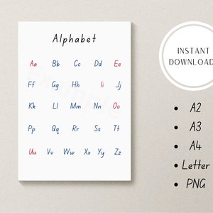 Printable Montessori Alphabet Poster, Montessori Letters Poster ...
