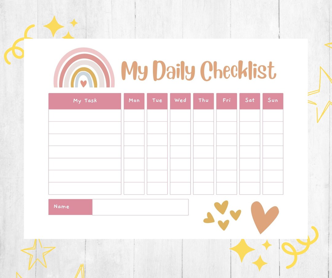 Checklist for Kids, Printable Kids Check List Childrens Checklist ...