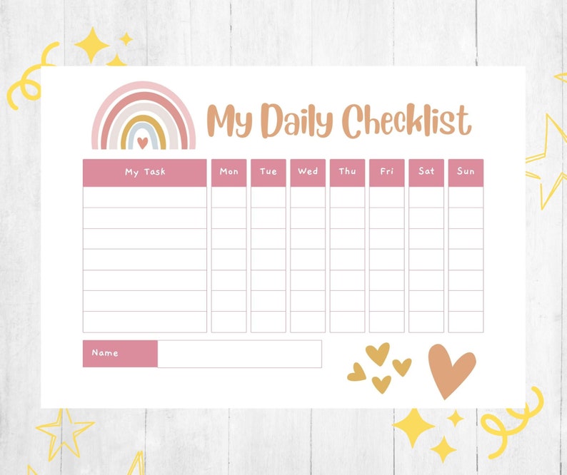 Checklist for Kids, Printable Kids Check List Childrens Checklist ...