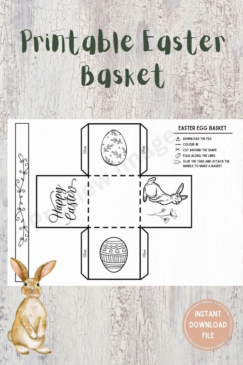 Plantilla Imprimible De Canasta De Pascua