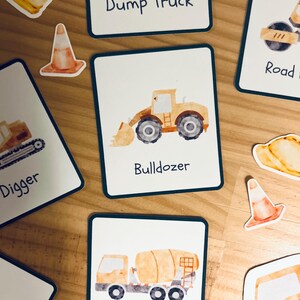 Printable Vehicle Flashcards for Kids Watercolor Trucks Diggers Rescue ...