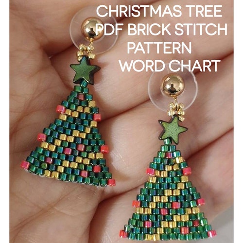 Christmas Tree Earrings Tutorial Brick Stitch Pattern - Etsy UK