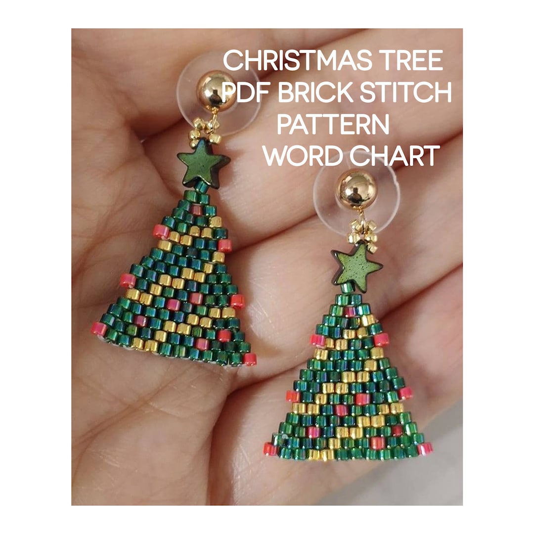 Christmas Tree Earrings Tutorial, Brick Stitch Pattern, Christmas Tree ...