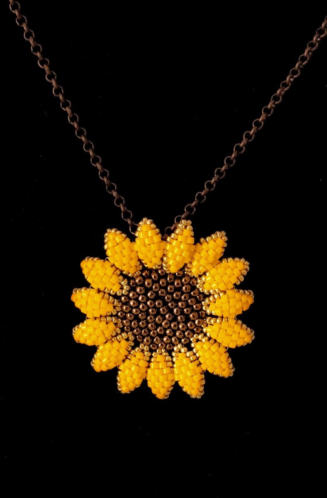 Beaded Sunflower pattern Sunflower Pendant PDF Photo | Etsy