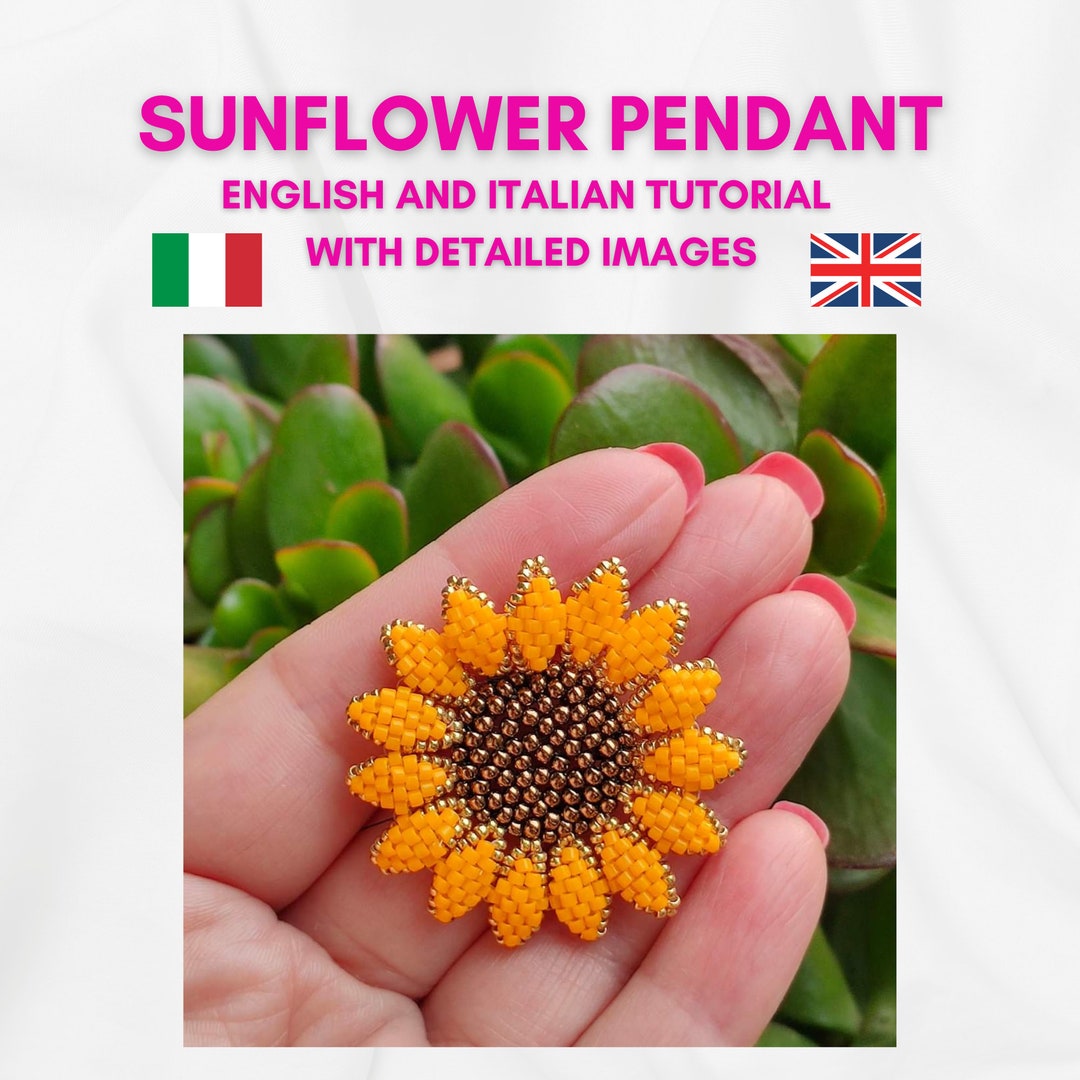 Beaded Sunflower Pendant Pattern: PDF Photo Tutorial (english or ...