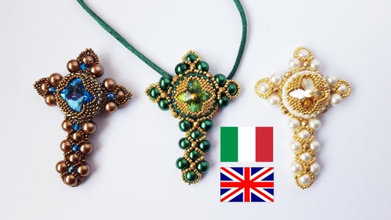 Pearls Beaded September Cross Pattern Instructions ENG/ ITA - Etsy