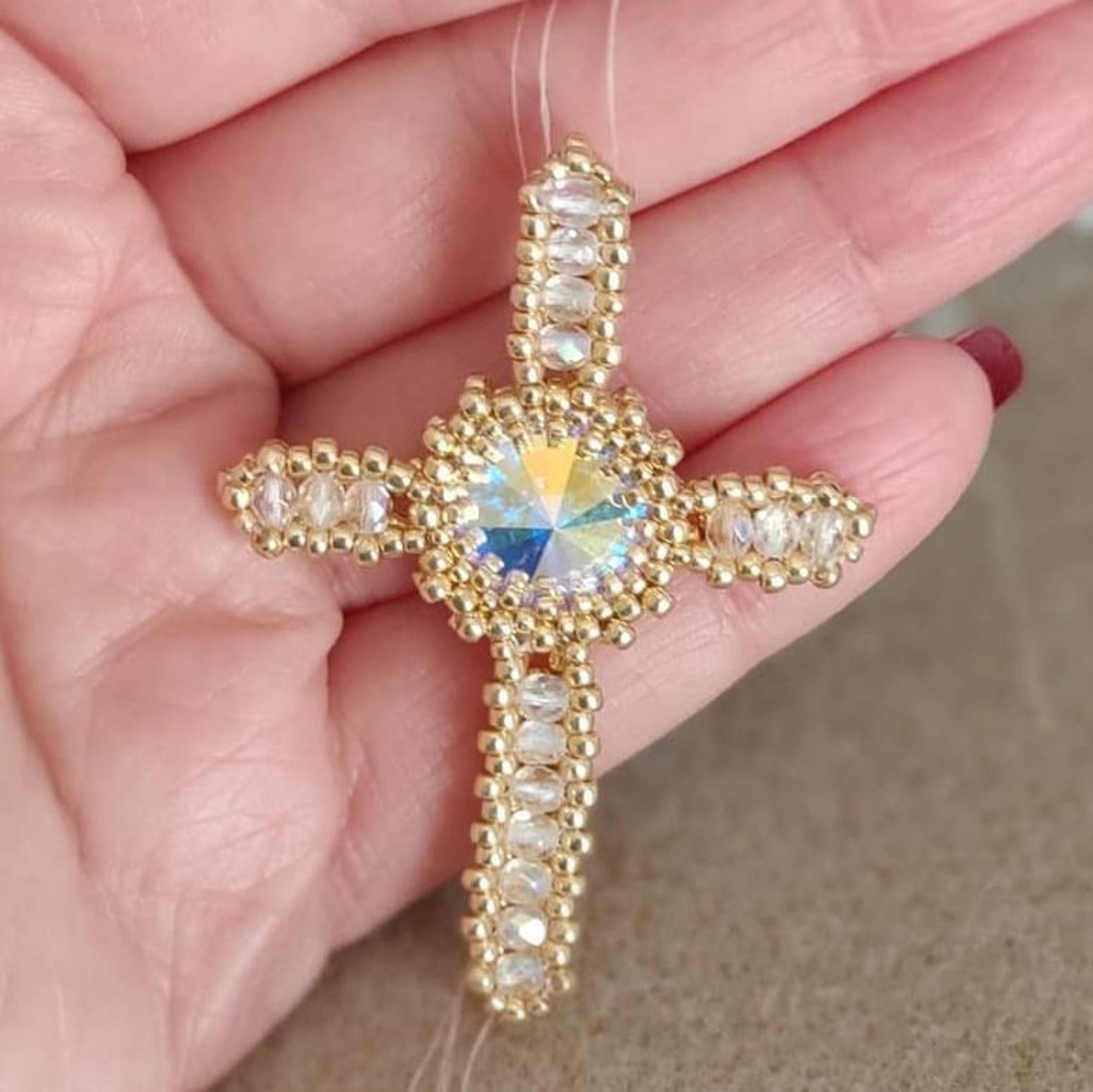 Spring Cross Pattern Cross Pendant PDF Photo Tutorial Easter | Etsy