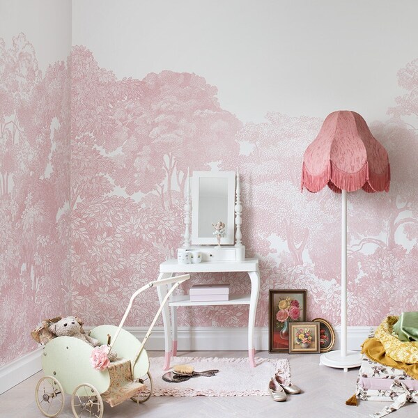 Pink Forest Tree Wallpaper - Etsy