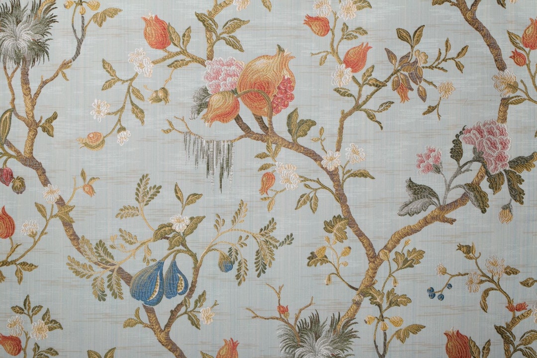 5 or 10 Yards - Scalamandre Melograno Sky Blue Luxury Italian Lampas ...