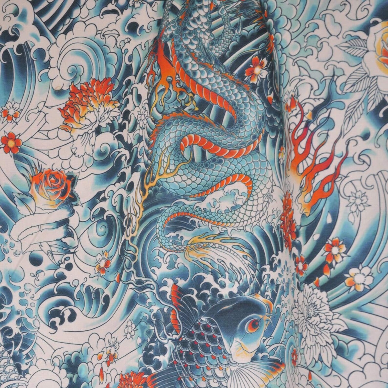 Chinese dragon fabric Tattoo design Scalamandre Jean Paul | Etsy